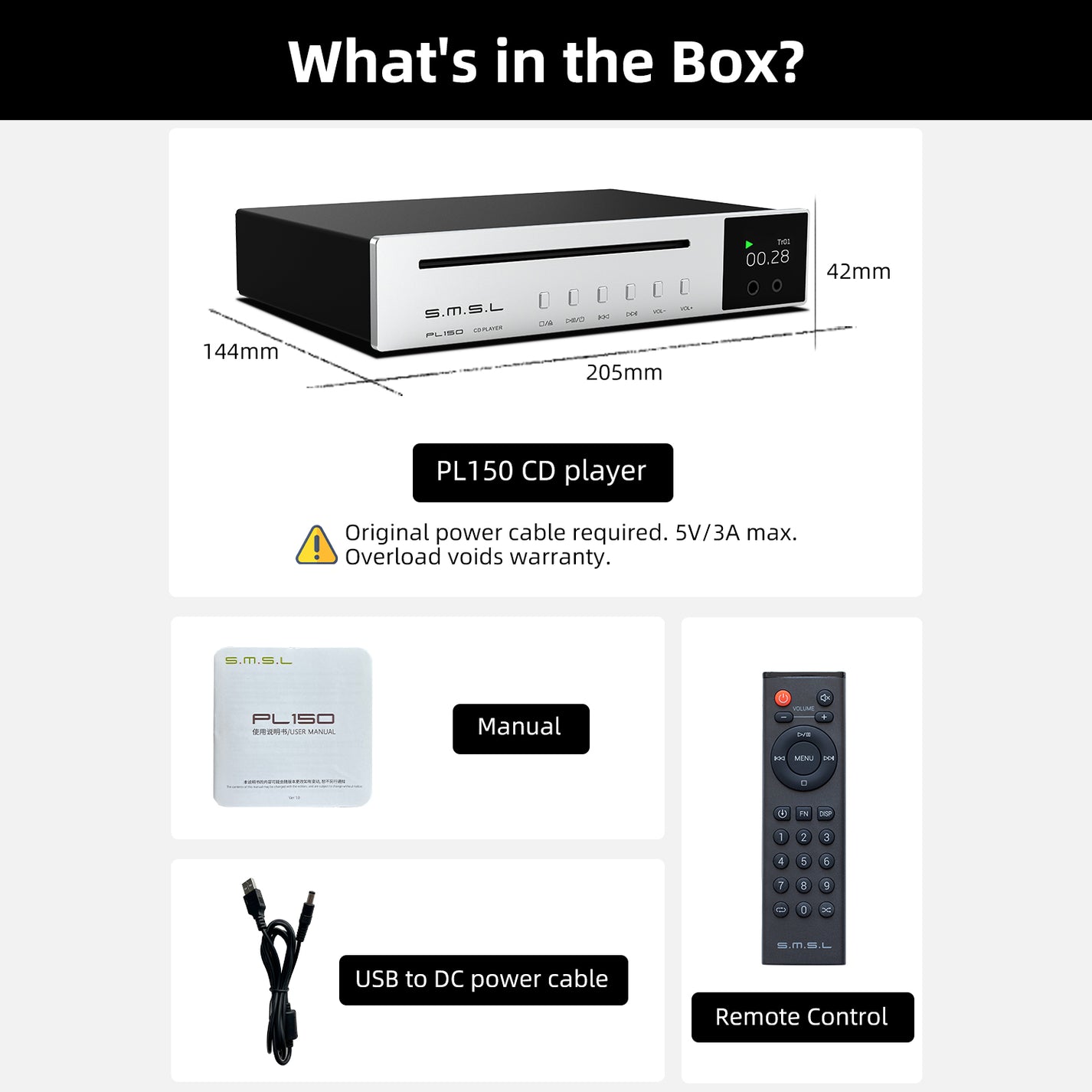 SMSL PL150 Audiophile CD Player CS43198 with Headphone Jack – Hifi-express